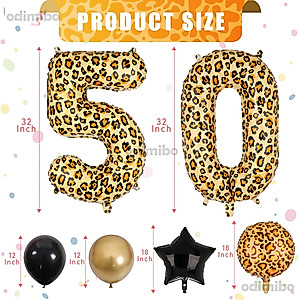 Leopard Print Number 50 Balloons Kit Birthday Party Decorations Cheetah Theme Large Foil Mylar Helium 50th Balloon Big Birthday Party Supplies