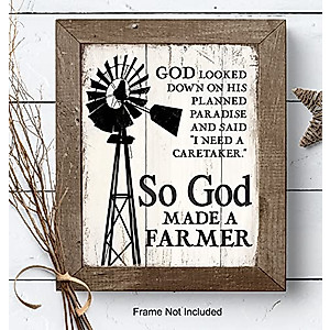 So God Made a Farmer Wall Decor - 8x10 Farm Poster - Farm Wall Art Sign - Farm Pictures - Farm Wall Decor for Living Room, Kitchen - Christian Religious Gifts - Farmhouse Decor - Paul Harvey