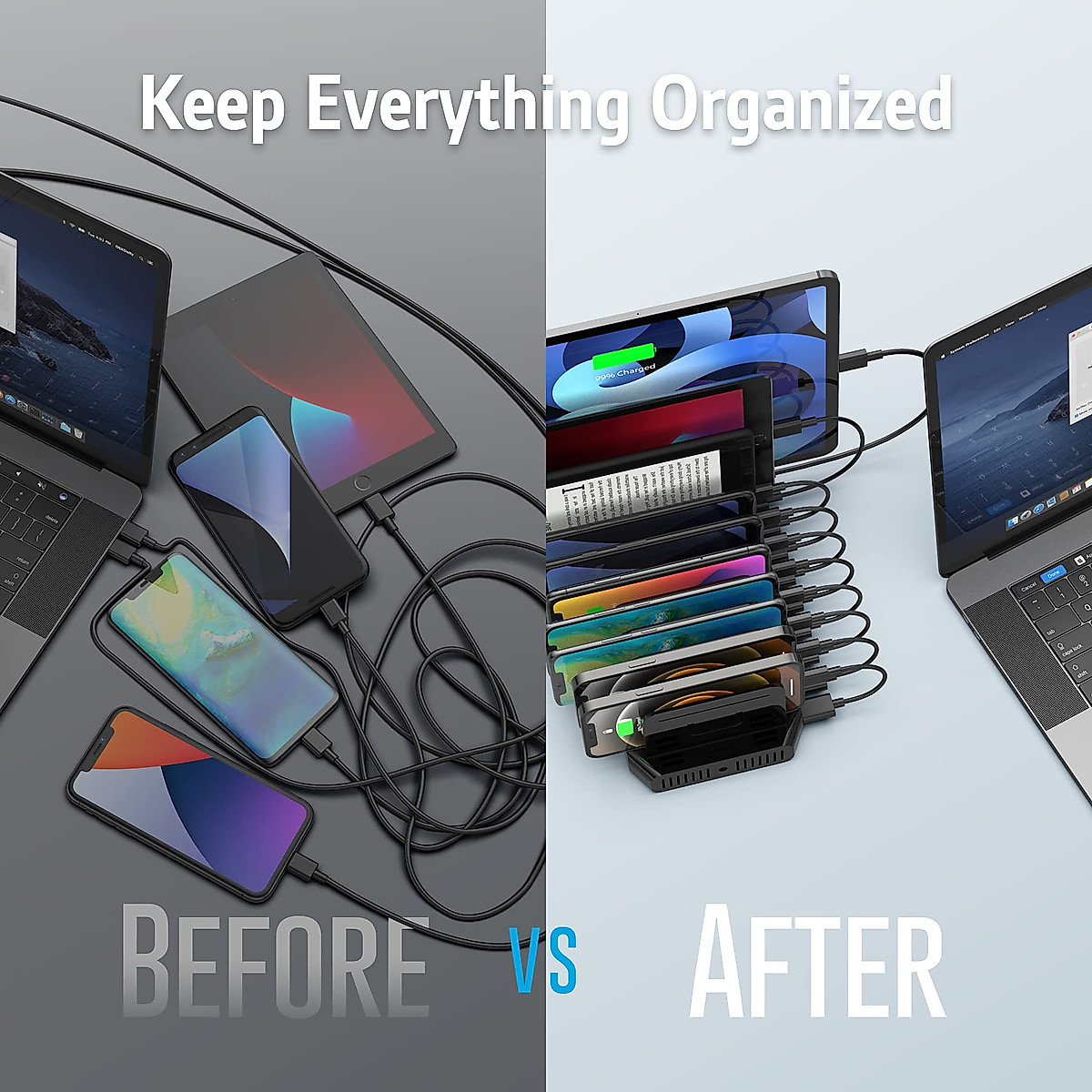 USB PD Charging Station, Unitek 120W 10-Port Type-C Charging Station with 2 Power Delivery for Multiple Devices, Double Fast Charging for MacBook Pro/Air, iPad Pro, Pixel, iPhone, Galaxy and More