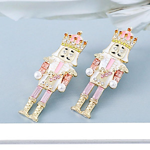 PASOLABE Christmas Earrings Nutcracker Stud Earrings Christmas Pierced Earrings for Women Girls Holiday Earrings Nutcracker Jewelry Christmas Stud Earrings for Christmas Gifts