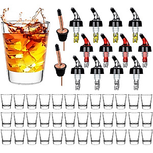 SuproBarware Shot Glass Set of 36 Heavy Base Shot Glass Bulk 2 oz Plus Measured Liquor Bottle Pourers 12Packs — 1oz/30ml