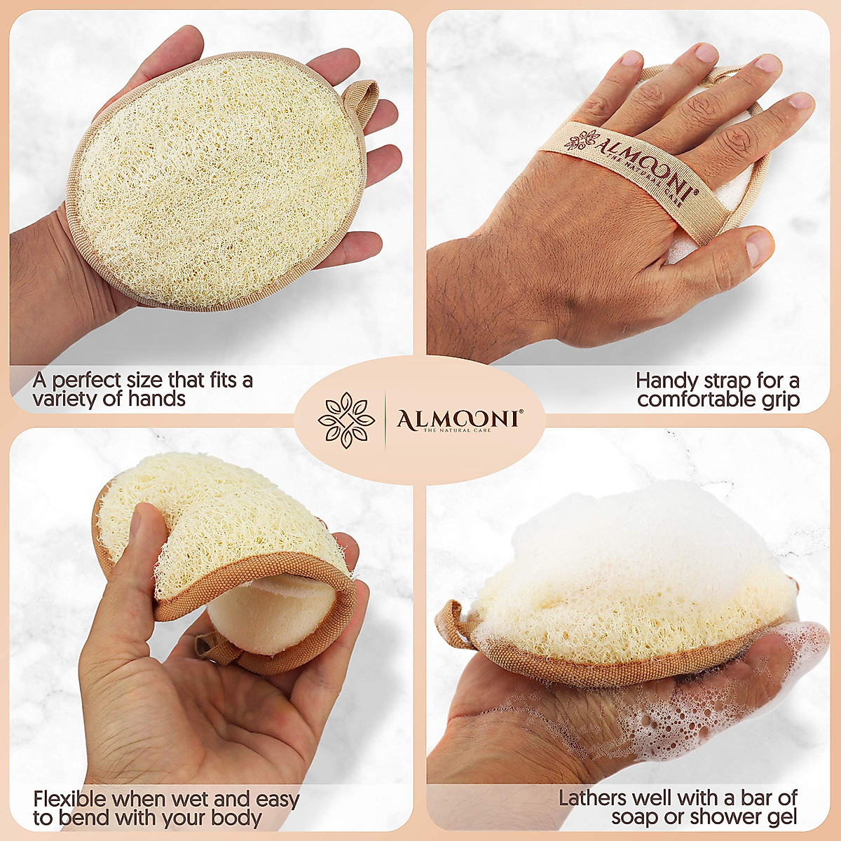 Premium Exfoliating Loofah Pad Body Scrubber, Back Scrubber and Facial Loofah Bundle, Made with Natural Egyptian Loofah Sponge That Gets You Clean, Not Just Spreading Soap