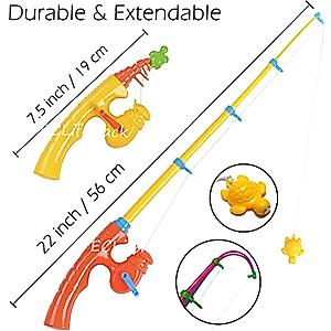 CozyBomB Kids Fishing Bath Toys Game - 17Pcs Magnetic Floating Toy Magnet Pole Rod Net, Plastic Floating Fish - Toddler Education Teaching and Learning Colors (New)