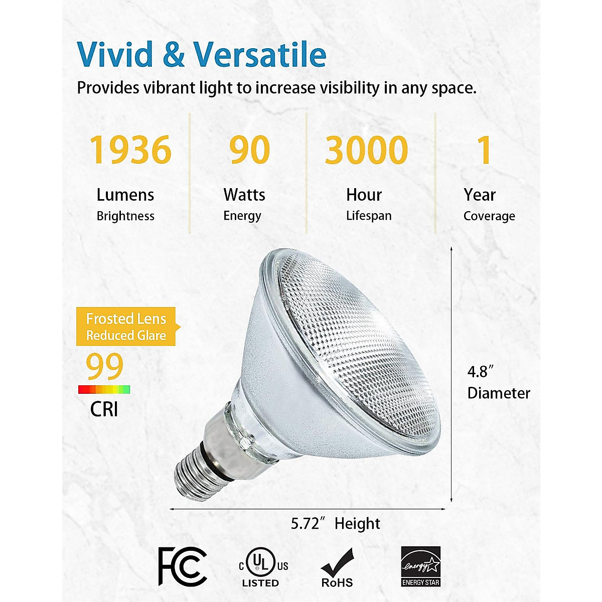 RAGFOZ Par38 Halogen Flood Light Bulb 90W 120V, 4Pcs Outdoor PAR38 90W Light Bulbs,Dimmable, E26 Medium Base, Warm White, High Output Reflector Flood Lights for Indoor and Outdoor