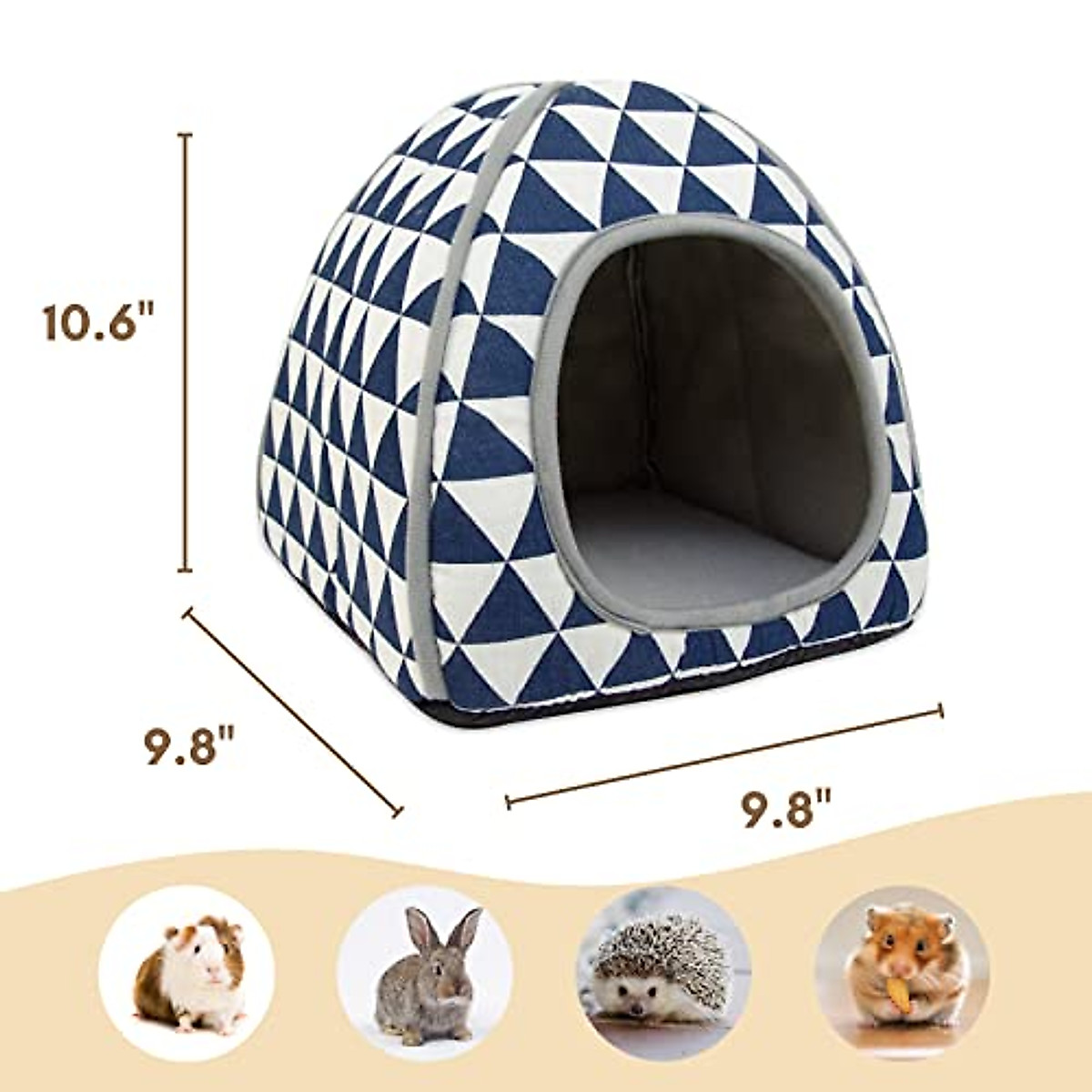 TiereCare Guinea Pig Hideout Bunny Bed Hamster House Cozy Guinea Pig Cage Accessories Rabbit Habitat Hide-Out for Hedgehog Small Animal Supplies(Blue)