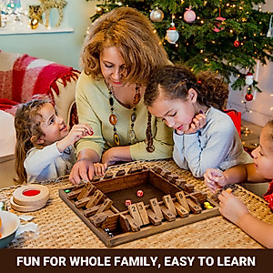 ropoda 14 Inches 4-Way Shut The Box Dice Board Game (2-4 Players) for Kids & Adults [4 Sided Large Wooden Board Game, 8 Dice + Shut-The-Box Rules] Smart Game for Learning Addition – Vintage Style