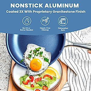 GRANITESTONE Blue 20 Pc Kitchen Pots and Pans Set Non Stick Cookware Set, Kitchen Cookware Sets, Granite Nonstick Cookware Set, Diamond Coated Non Toxic Cookware Set, Oven & Dishwasher Safe