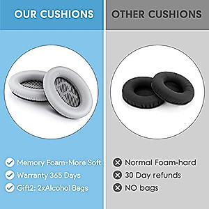 Professional Replacement Ear Pads, for Bose QC 35/25 / 15 QC2 / Ae2 / Ae2i / Ae2W / Sound Link/Sound True/Soft Protein Leather/Noise Isolation Memory Foam (Silver)