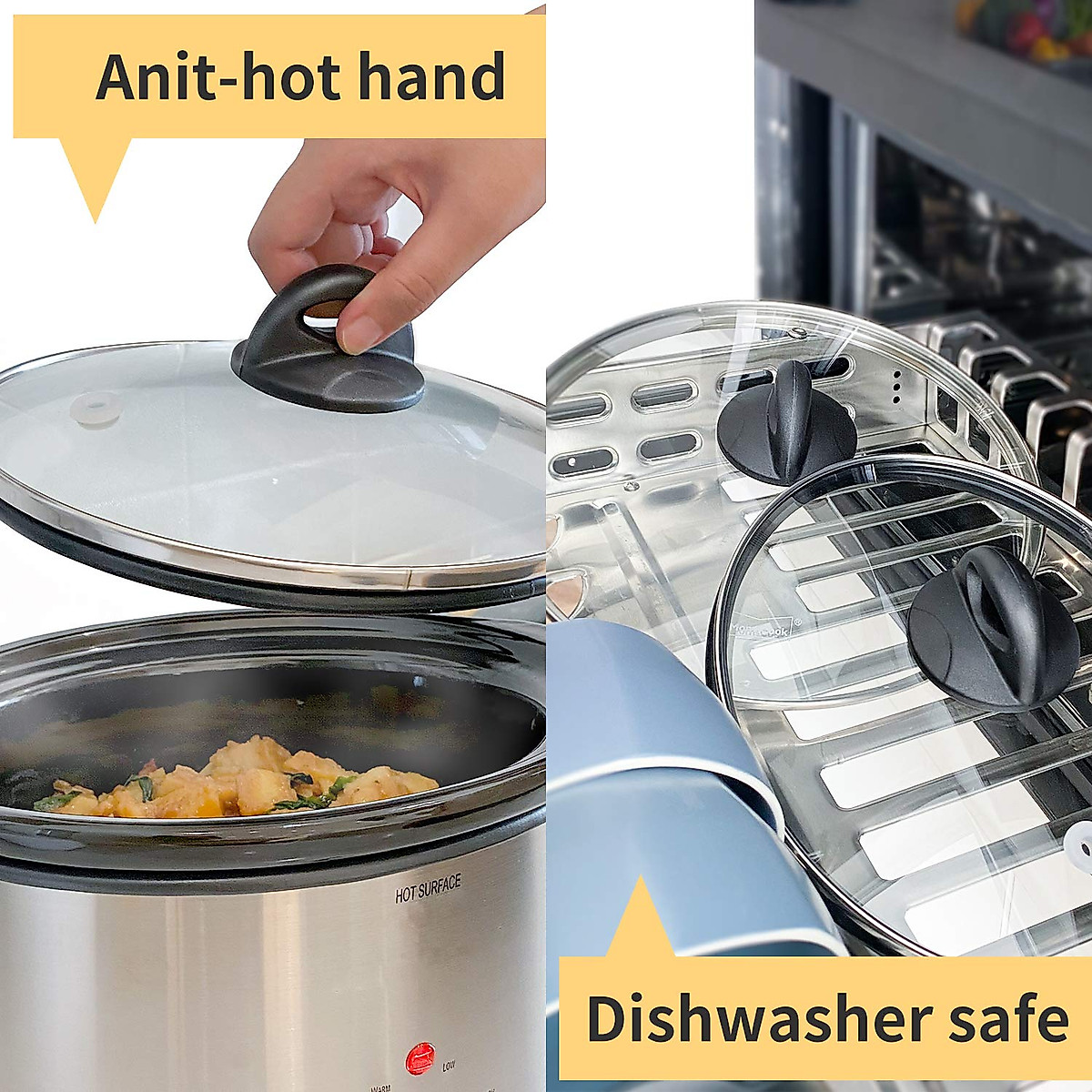 2 PACK Pot Lid Top Replacement Knob Sector Style. Kitchen Cookware Universal Replacement Pan Lid Holding Handles.