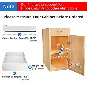 Pull Out Cabinet Organizer Fixed With Adhesive Nano Film,Heavy Duty Storage and Organization Slide Out Pantry Shelves Sliding Drawer Pantry Shelf for Kitchen 11.8"W x 16.9"D x 3.1"H(1PC)