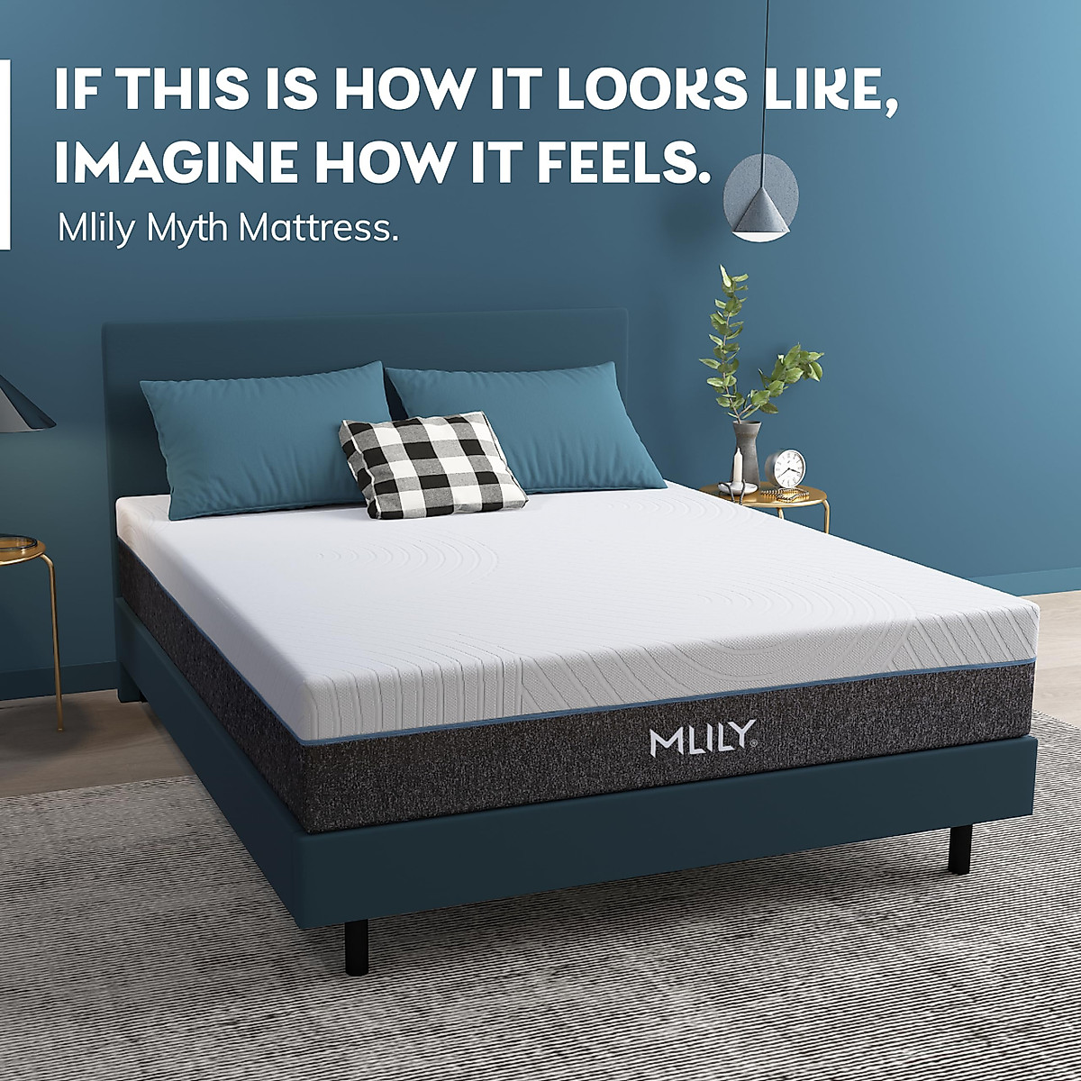 MLILY Myth Twin Memory Foam Hybrid Mattress 12.5 Inch, Gel Cooling Mattress Bed in a Box Made in USA,CertiPUR-US Certified Mattress for Back Pain Relief 38"x75"x12.5"