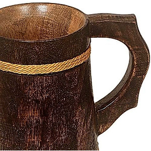 Degidebaar House Wooden Beer Mug with Handle for Home Bar/Café/Pubs/Party (with Melamine PU Waterproof Polish, Brown, 510 ml, Set of 1)
