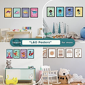 L&O Goods Educational Math Posters for Kids | Homeschool & Elementary Classrooms | Set of 10 Includes Addition, Subtraction, Multiplication, Division, Fractions, Place Value| Size 13x18