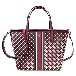Tory Burch Women's Geo Logo Mini Top Zip Tote (Crimson Red)
