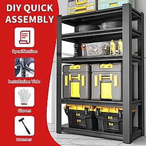 Garage Shelving Heavy Duty,78inch H*48"Wide Metal Shelving Units for Garage Storage Shelves Adjustable Shelves,2000lbs,5 Tier Industrial Shelving Shelf Metal Shelves for Storage For Warehouse Basement