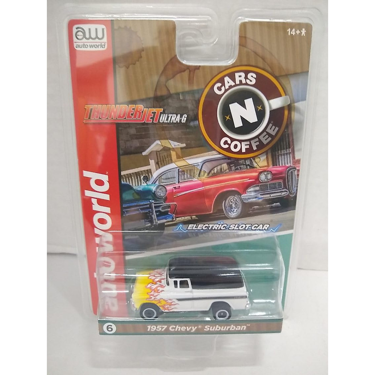 Auto World SC392-6A Cars N Coffee 1957 Suburban HO Scale Electric Slot Car - White