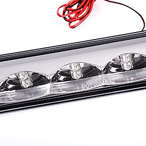 CNNELL Truck Cap Third Brake Light Clear lens Red LED Replaces AT-LED-36R 3rd Brake Tail Light Lamp (clear lens chrome housing)