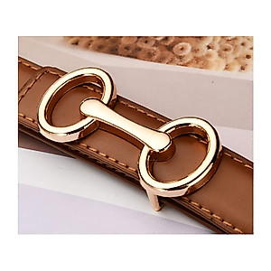 SPOMUNT Womens Classic Double Ring Buckle Design Leather Dress Belt，Fashion Belt for Jeans Pants (Brown, 105cm(Fits pants size 25"-33"))