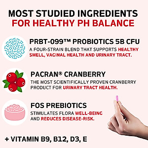 Purely Pink Prebiotic & Probiotics for Women Multivitamin, Vaginal Health Cranberry Supplement Vitamins, Supports pH Balance, Feminine Care, Urinary Tract Health, Healthy Flora and Odor, 30 Servings