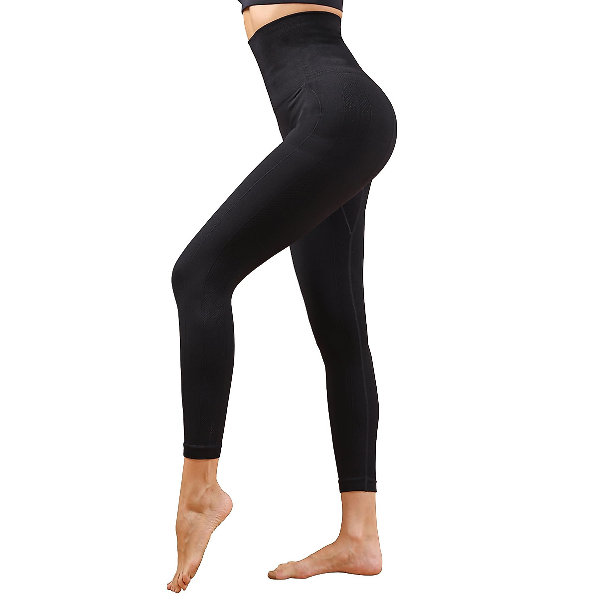 Homma Activewear Thick High Waist Tummy Compression Pants Slimming Body Yoga Leggings Postpartum Pants Black L