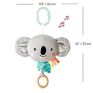 Taf Toys Soothing Musical Pulldown Toy with Multi-Textures & Wooden Teether, Attaches to Crib, Stroller and Car Seat, Develop Baby’s Senses and Cognitive Skills (Kimmy Musical Koala)