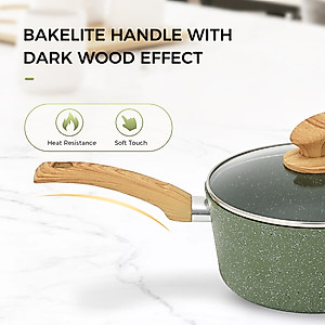 MAISON ARTS 17-Piece Pots and Pans Set - Kitchen Cookware Sets with Nonstick Granite Stone Coating, Suitable for Induction Cooktops, Green