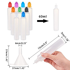 BENECREAT 18 Pack 2oz/60ml Plastic Squeeze Dropper Bottle Thin Tip Bottle with Childproof Caps, 4 Funnel and 2 Dropper for Glue DIY Craft