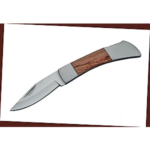 FOLDING POCKET KNIFE Low-Cost Small Silver Carbon Sharp Blade Wood Classic Lockback Hunter Knife