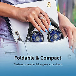 HandFan 10000mAh Portable Neck Fan Rechargeable, Wearable Personal Fans for Neck, Hands Free Necklace Fan Battery Operated, for Man Women Travel Hiking Cycling Outdoors