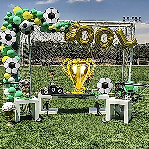 Soccer Party Balloons Set, 7pcs Championship Trophy Balloon and Soccer Foil Balloons for Birthday Baby Shower Wedding Anniversary Soccer Themed Party Decoration