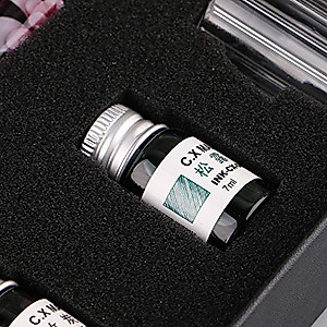 BUZHI Handmade Floral Glass Dip Pen Set,Signature Pen Glass Calligraphy Pen and 4 Colors Ink,1 Pen Holder,1 Washing Bottle,for School Stationery Gifts