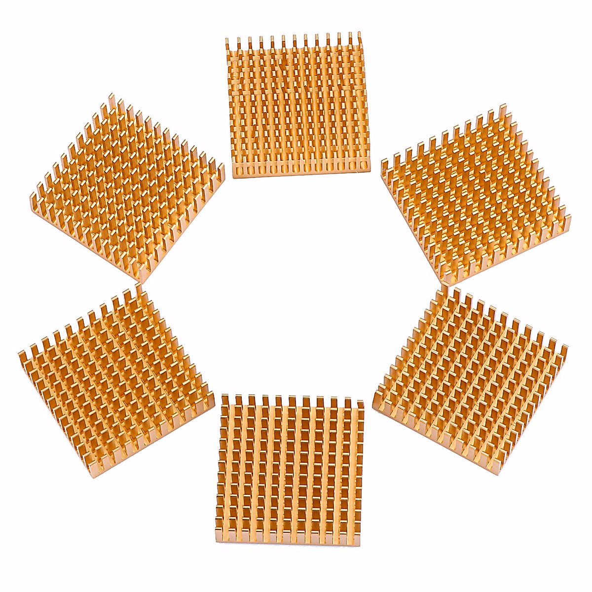 ESUMIC 20PCS 40mm x 40mm x 11mm Golden Aluminum Heatsink Cooling Fin for Cooling MOSFET VRam Regulators VRM Stepper Driver