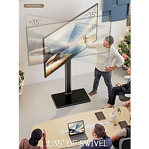 Universal Floor TV Stand with Mount 70 Degree Swivel 9 Level Height Adjustable and Space Saving Design for Most 27 to 65 inch LCD, LED OLED TVs, Perfect for Corner & Bedroom AX1006TB