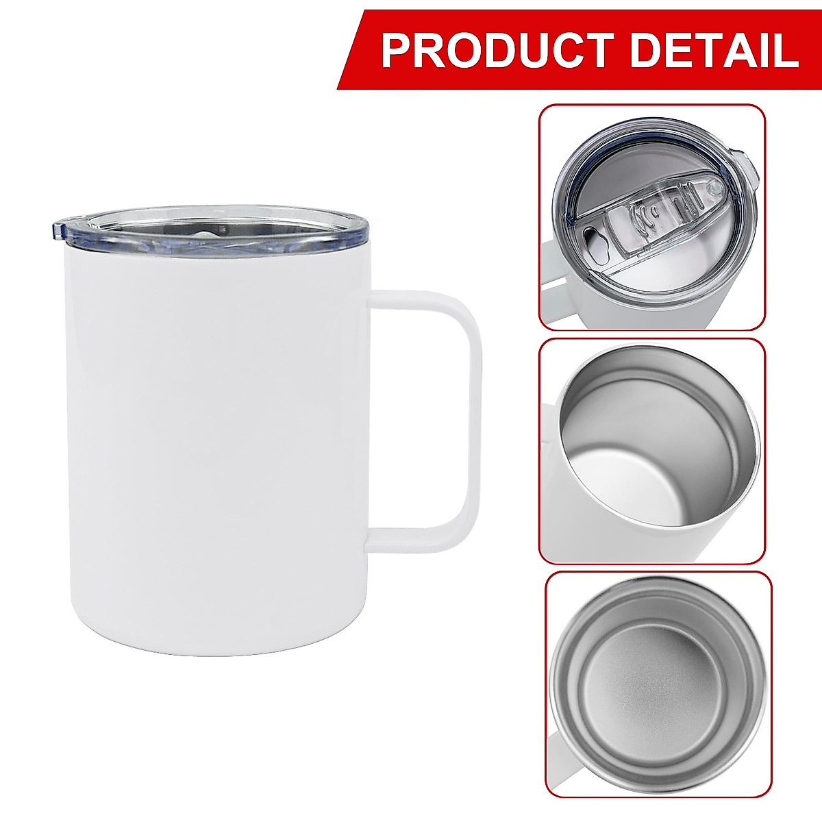 JYLJINGYULI 6 Pack 12 oz Sublimation Tumblers with handle Coffee Blanks, with Lid and Straw Cups Blank Bulk, Straight Skinny Insulated Cup Stainless Steel Water Bottle for Craft DIY…