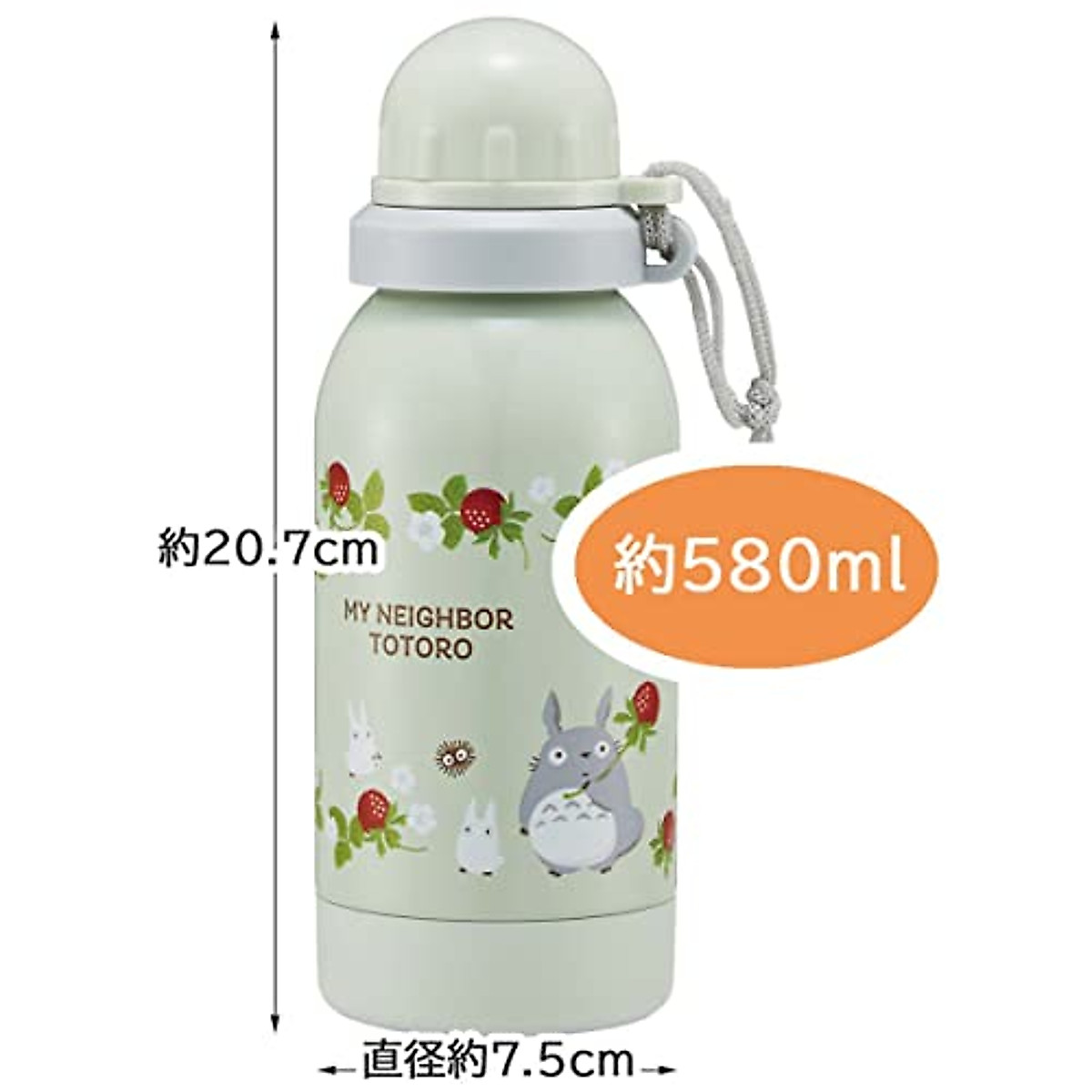 Skater SSSC6-A Single Layer Stainless Steel Bottle, 20.9 fl oz (580 ml), Room Temperature, Health, For Drinks, My Neighbor Totoro, Strawberry, Studio Ghibli