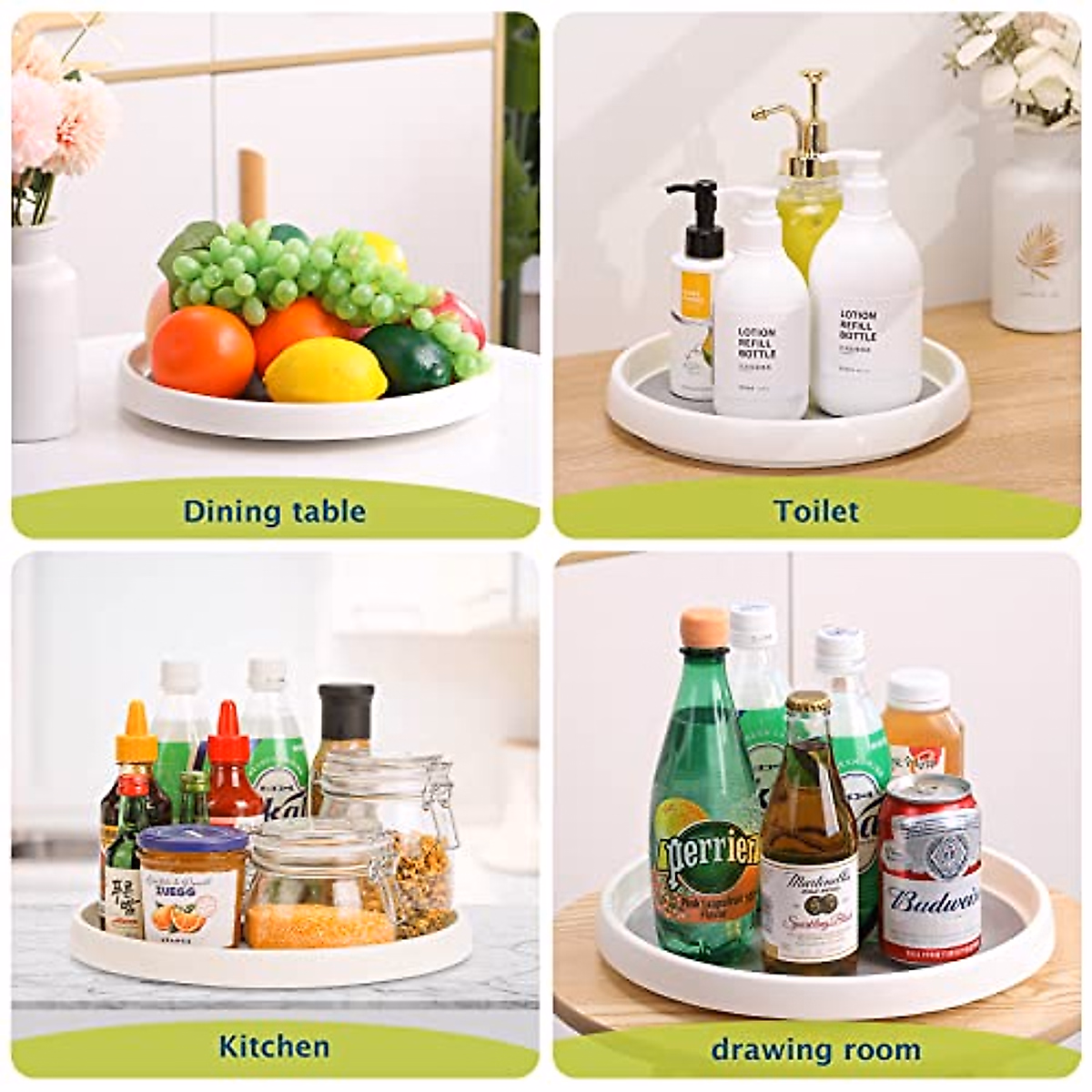 Set of 6, 10 Inch Non-Skid Lazy Susan Turntable, Lazy Susan Organizer for Cabinet, Pantry Organization, Kitchen Storage, Bathroom Sink Cabinet, Refrigerator, Countertop, Spice Rack (6 Pack 10 in)