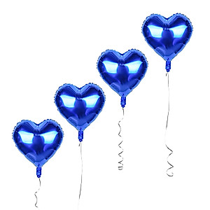 Guzon 18 inch Royal Blue Heart Balloons Metallic Blue Foil Heart Balloons Heart Shaped Helium Aluminum Mylar Balloons for Parties Wedding Valentine Graduation Baby Shower(15PCS)