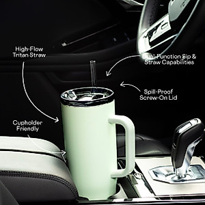 Corkcicle Tumbler With Straw and Handle, Reusable Water Bottle, Triple Insulated Travel Mug, BPA Free, Keeps Beverages Cold for 12 Hours and Hot for 5 Hours, Gloss Powder Blue, 40 oz