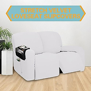 Auctus Loverseat Slipcovers, Waterproof Recliner Slipcovers, Velvet 6-Piece Set, Skin-Friendly Double Sofa Cover, Recliner Cover Waterproof and Washable, Armrest Storage Bag Included(Beige)