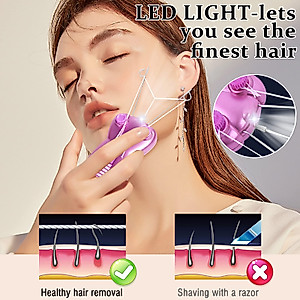 Electric Women Facial Hair Remover, EC VISION Ladies Beauty Epilator Trimmer Facial Cotton Threading Hair Shaver (Pink)