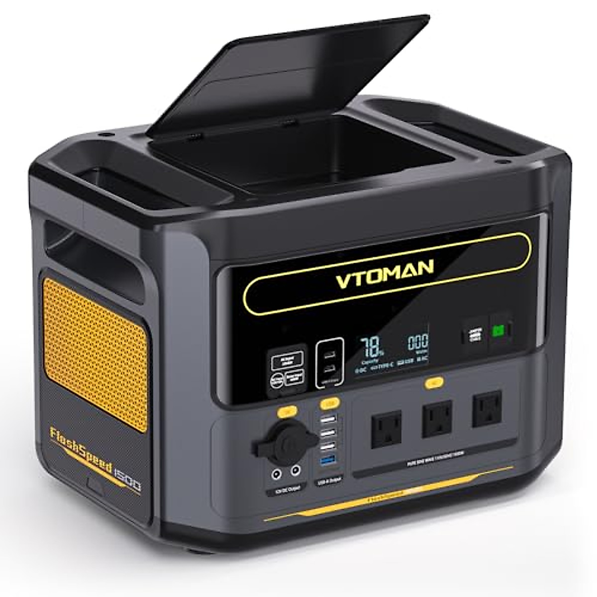VTOMAN FlashSpeed 1500 Power Station 1548Wh Solar Generator 1500W(3000W Peak) Backup LFP Battery Expandable To 3096Wh Recharge 0-100% Within 1 Hour For Electric Backup Blackout Emergency