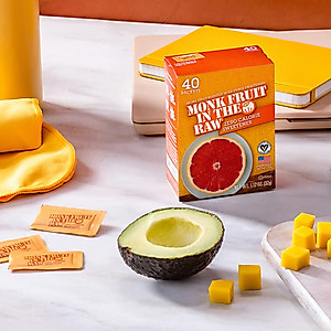 Sugar in the Raw MONK FRUIT IN THE RAW, Natural Monk Fruit Sweetener, Sugar-Free, Gluten Free, Zero Calorie, Vegan Sugar Substitute, 40 Count Packets (Pack Of 4)