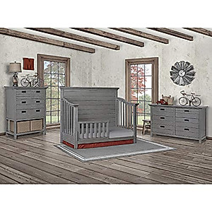 Evolur Waverly 5-in-1 Full Panel Convertible Crib in Rustic Grey, Greenguard Gold Certified , 58.75x31.25x46.5 Inch (Pack of 1)