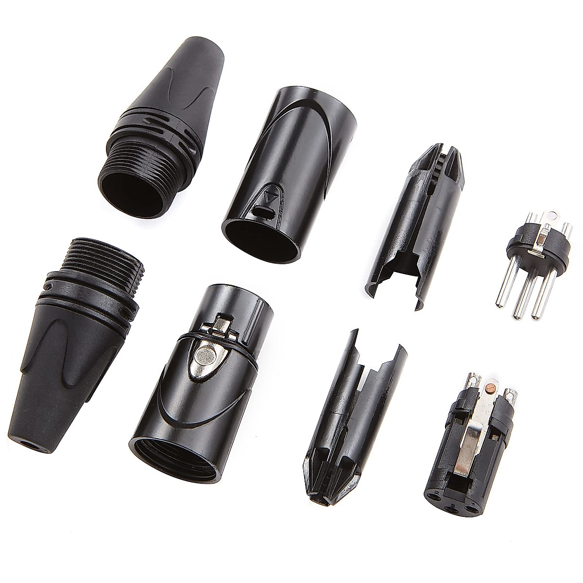 MFL. 3-Pin XLR Cable Connector Male and Female with Nickel Housing and Silver Contacts Mic Cable Plug Connector Audio Socket, Black, 4 Pairs