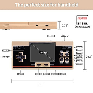 Handheld Game for Kids Built-in 348 HD Classic Retro Video Games USB Rechargeable 3.0 Inch Childrens Travel Electronics Toys Portable Game Player Gift for Boys and Girls Ages 4-8-12