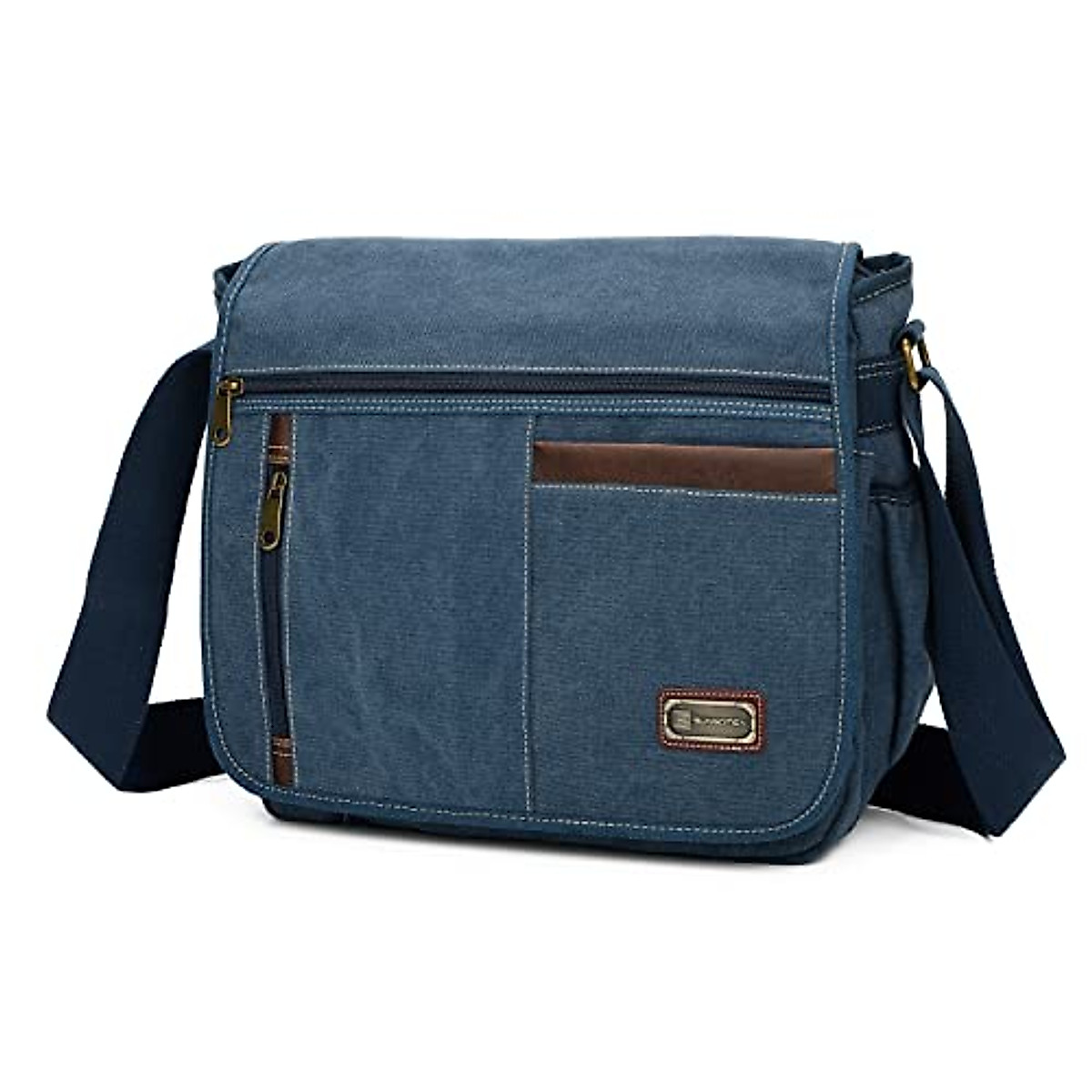 Sunsomen Messenger Bag For Man,Canvas Satchel Bag Crossbody Bag Shoulder Bag Vintage 14 Inch (Blue)