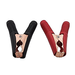 CERRXIAN 2 Piece 90mm Long Battery Alligator Clips, Black Red 100A Insulated Replacement Battery Clamps Jumper Cables Boost Clips for Car Auto Vehicle Boat