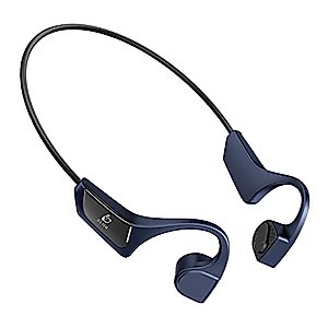 Jassco Bluetooth Bone Conduction Headphones, Wireless Open-Ear Earphones with Built-in Mic, IPX5 Waterproof Sports Headset for Running, Cycling, Driving, Workout, Gym (Blue)