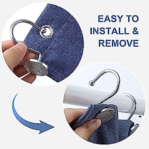 Silver Shower Curtain Hooks, Decorative Shower Curtain Rings, Modern Creative Metal Shower Curtain Hooks Rust Proof, Balanced Gliding Shower Hooks for Shower Curtain, 12 Pack, Circular Stripes