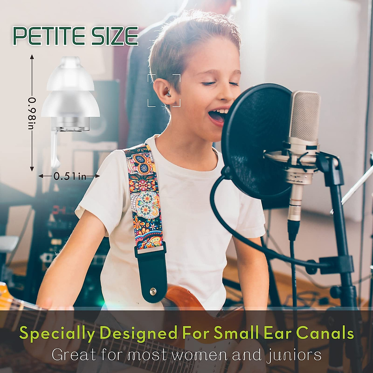 2 Pairs Concert Ear Plugs, Hearprotek Reusable High Fidelity Noise Reduction Music Ear Plugs for Ear Protection-Soft Hearing Protection Earplugs for Concerts, Musicians, Events (Petite Size)